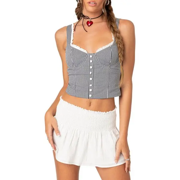 EDIKTED Gingham Bustier Corset Top