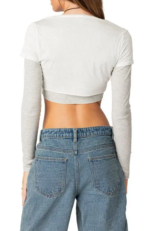 EDIKTED Layered Long Sleeve Crop Top
