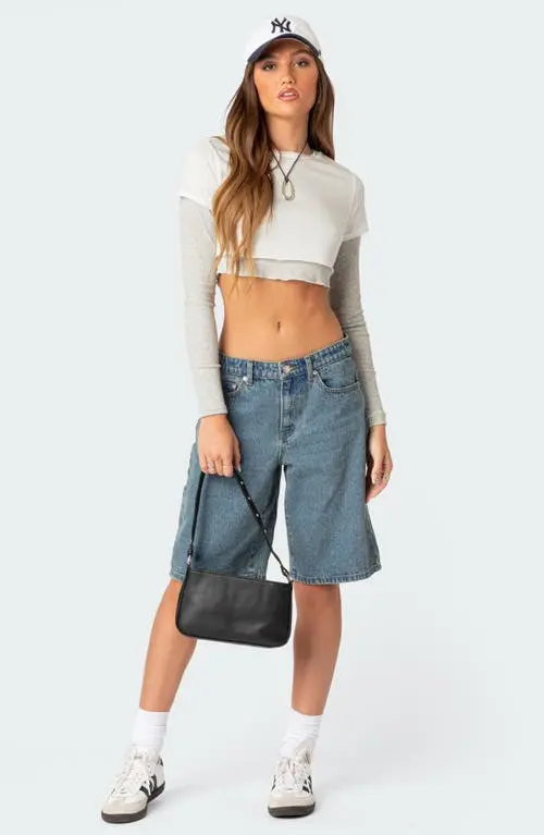 EDIKTED Layered Long Sleeve Crop Top