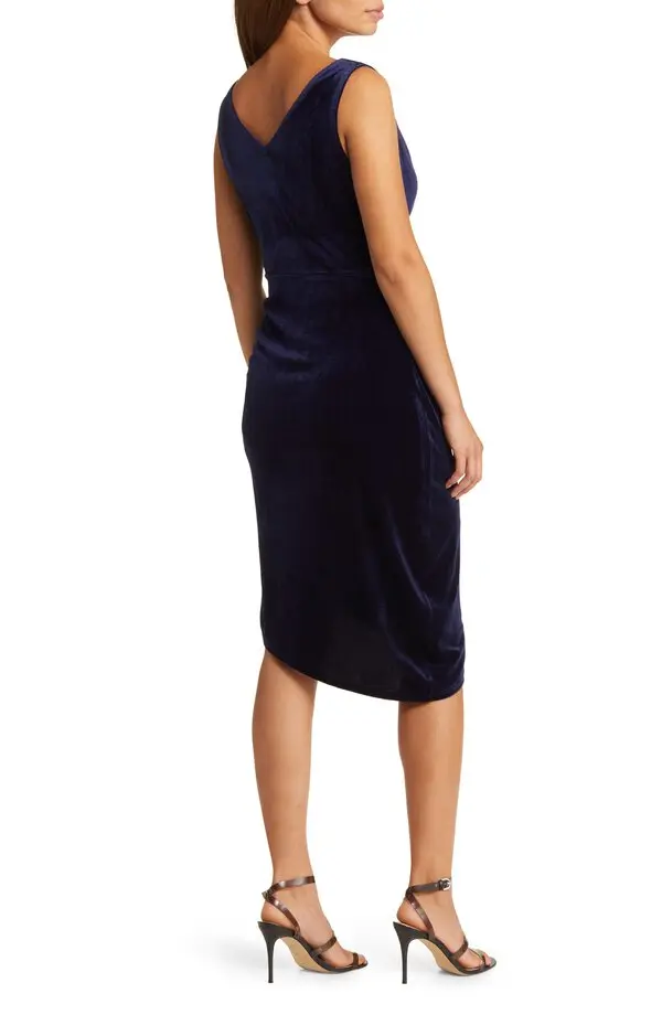 Sam Edelman Drape Neck Stretch Velvet Cocktail Dress