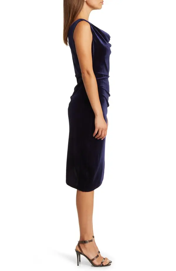 Sam Edelman Drape Neck Stretch Velvet Cocktail Dress