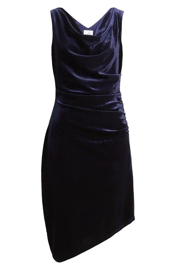 Sam Edelman Drape Neck Stretch Velvet Cocktail Dress