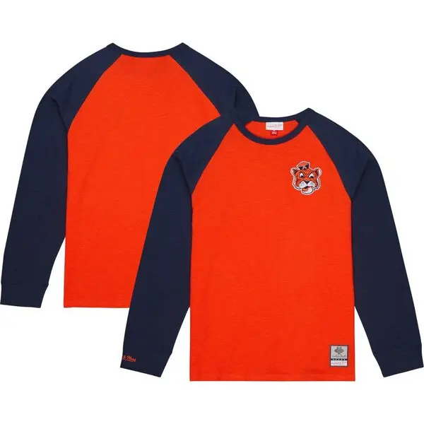 Mitchell & Ness Auburn Tigers Legendary Slub Raglan Long Sleeve T-shirt - Orange