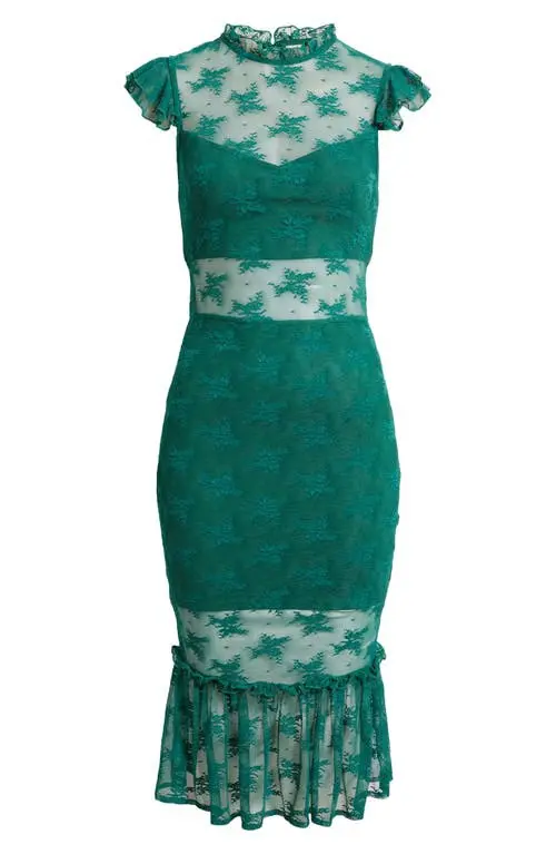 Bebe Illusion Lace Midi Dress - Green | Editorialist
