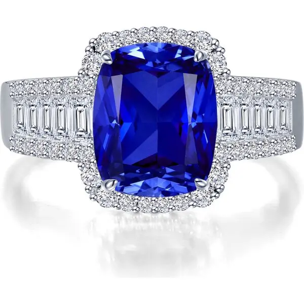 Lafonn Lab-created Sapphire And Simulated Diamond Halo Ring - Blue
