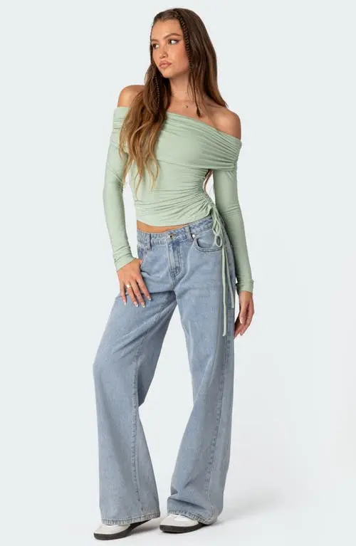 EDIKTED Off-the-shoulder Knit Top - Green