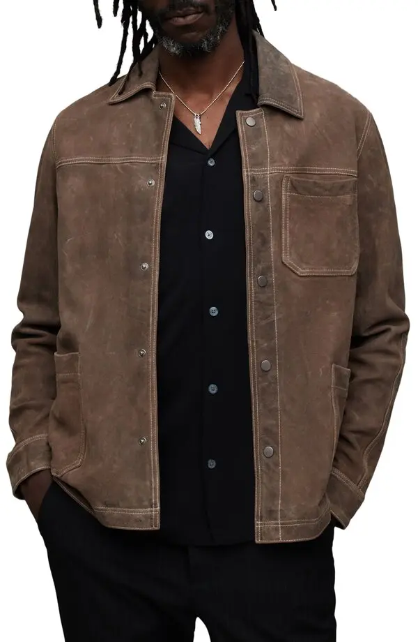ALLSAINTS Link Leather Shirt Jacket