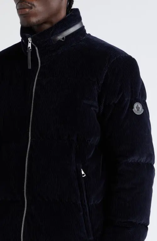 Moncler Besbre Quilted Corduroy Short Down Puffer Jacket - Night Sky