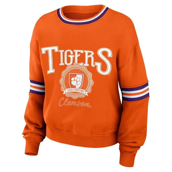 WEAR BY ERIN ANDREWS Clemson Tigers Vintage Pullover Sweatshirt