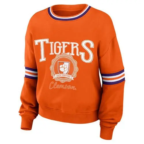 WEAR BY ERIN ANDREWS Clemson Tigers Vintage Pullover Sweatshirt