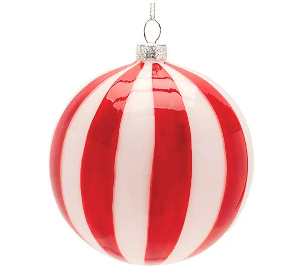 MELROSE Striped Glass Ornament Set