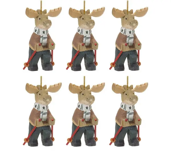 MELROSE Moose On Skis Ornament - One-color