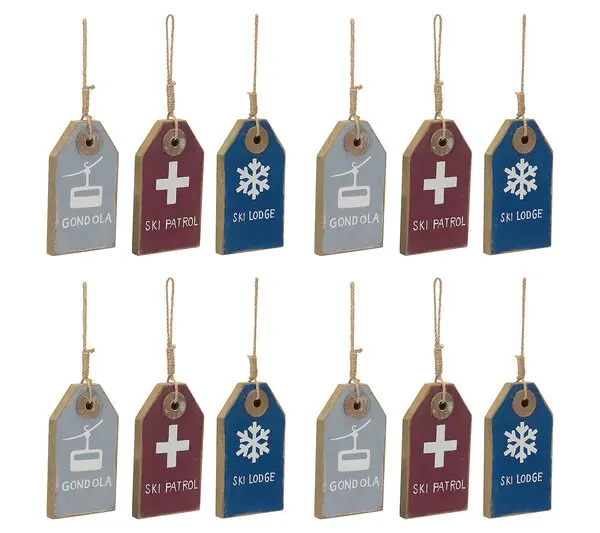 MELROSE Wood Ski Tag Ornament