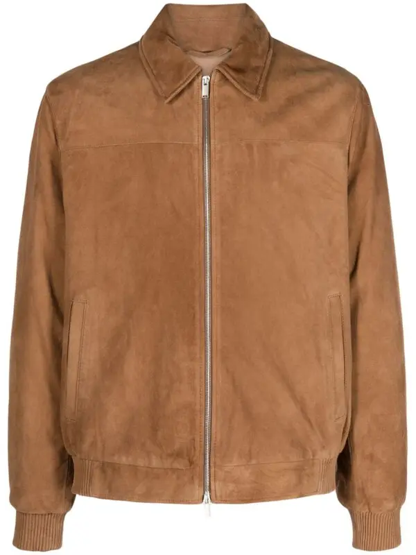 LARDINI Zip-up Suede Bomber Jacket