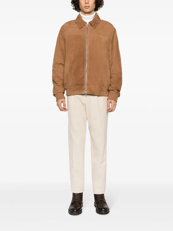 LARDINI Zip-up Suede Bomber Jacket