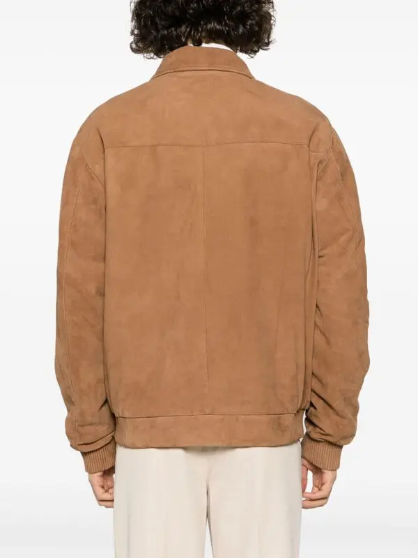 LARDINI Zip-up Suede Bomber Jacket