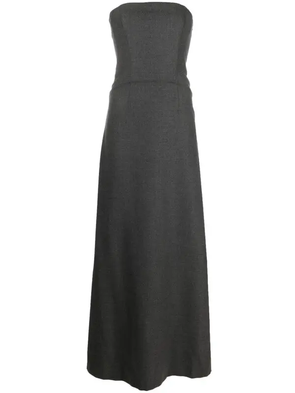 Alberta Ferretti Bustier Flannel Maxi Dress