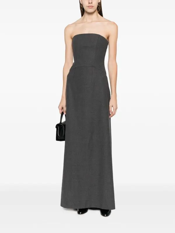 Alberta Ferretti Bustier Flannel Maxi Dress