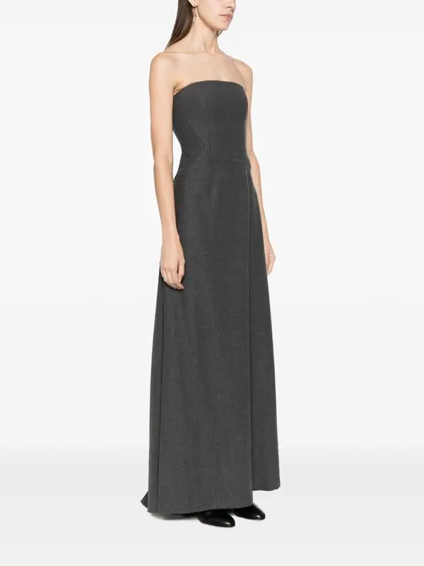 Alberta Ferretti Bustier Flannel Maxi Dress