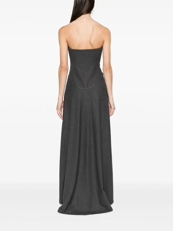 Alberta Ferretti Bustier Flannel Maxi Dress