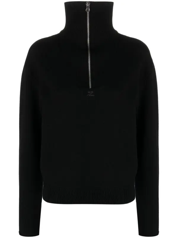 COURREGES Logo-patch Half-zip Jumper - Black