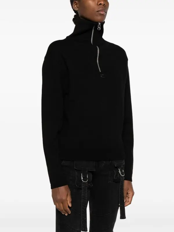 COURREGES Logo-patch Half-zip Jumper - Black
