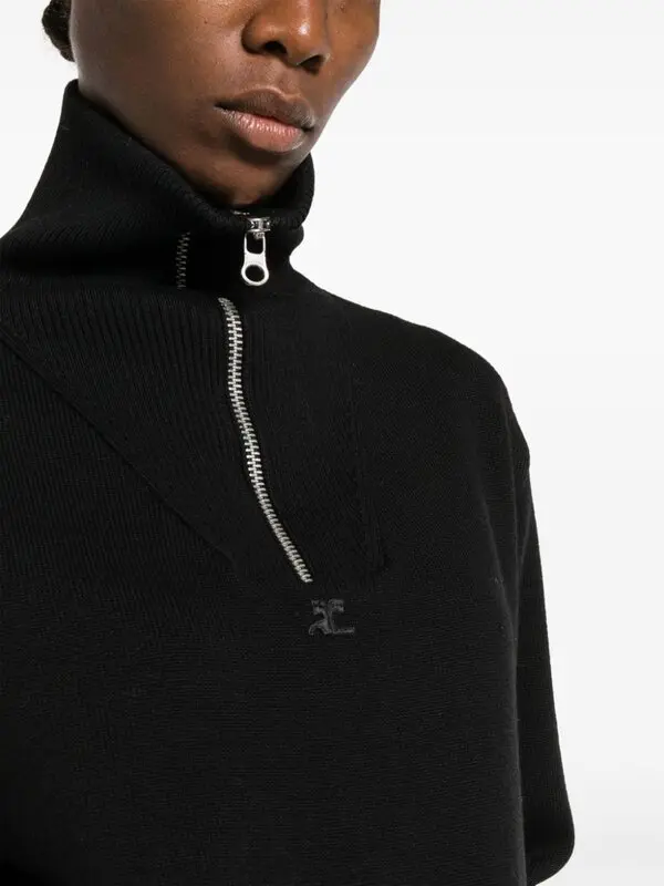 COURREGES Logo-patch Half-zip Jumper - Black