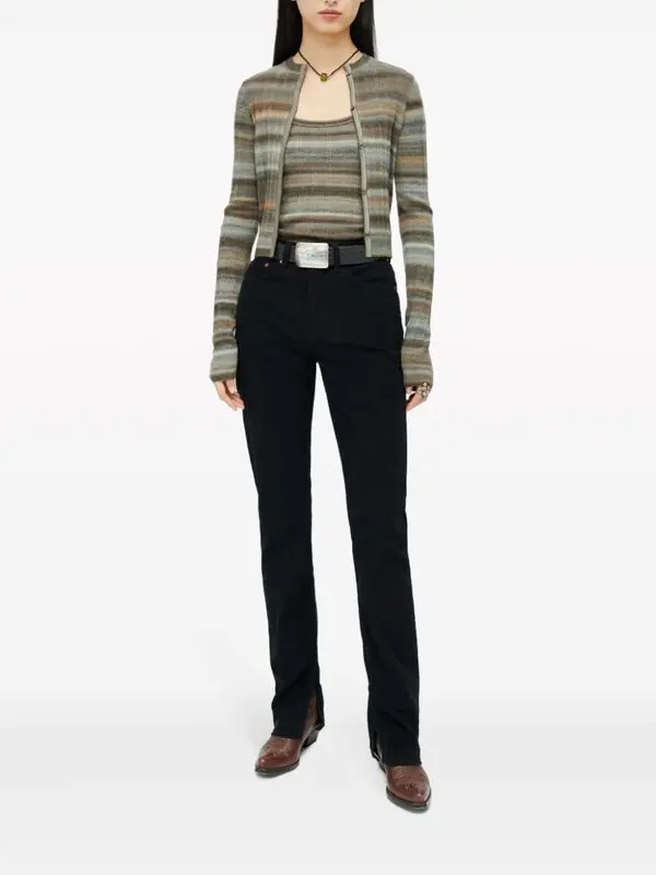 RE/DONE Striped Ribbed-knit Wool Cardigan