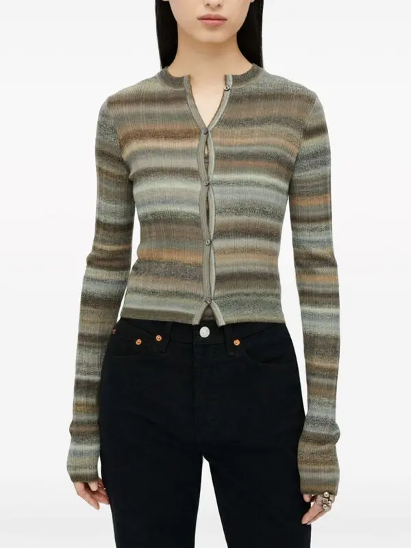 RE/DONE Striped Ribbed-knit Wool Cardigan