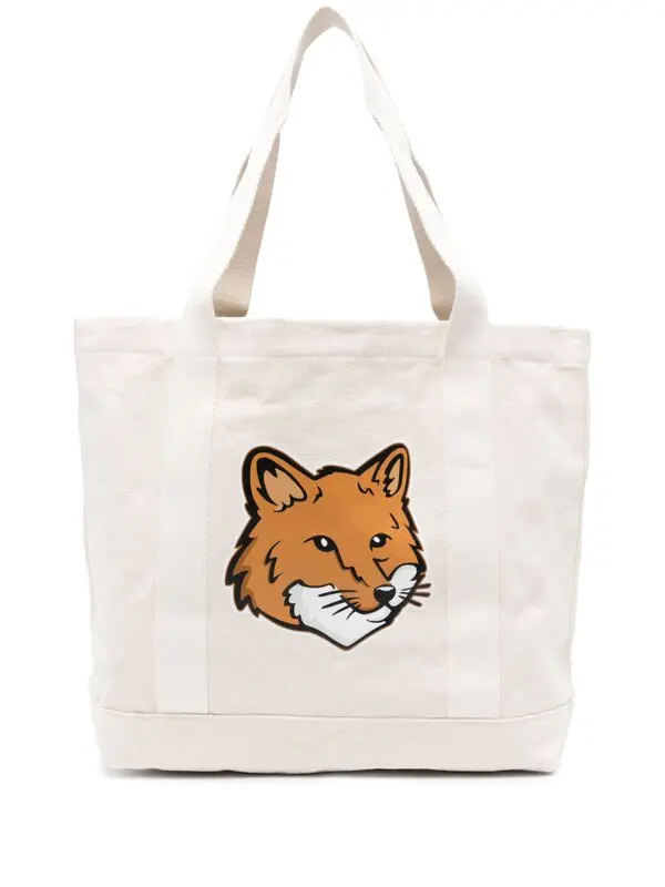 Maison Kitsuné Fox Head Canvas Tote Bag - Neutrals