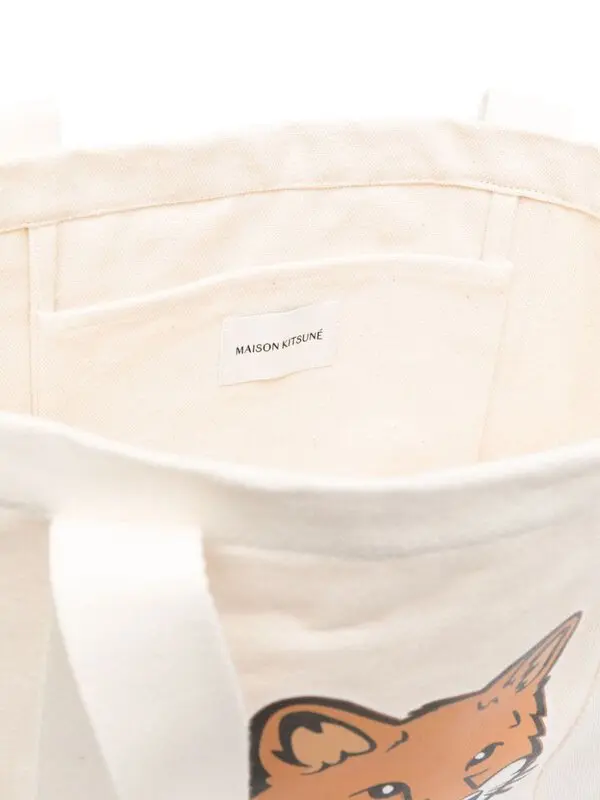 Maison Kitsuné Fox Head Canvas Tote Bag - Neutrals
