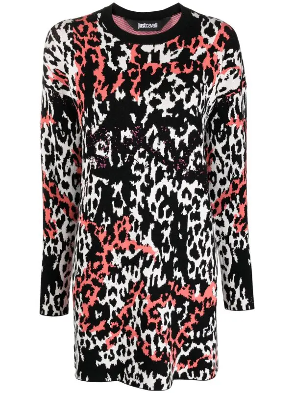 Just Cavalli Jacquard Leopard-print Minidress
