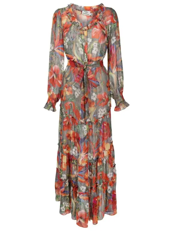 AMIR SLAMA Floral-print Silk Dress