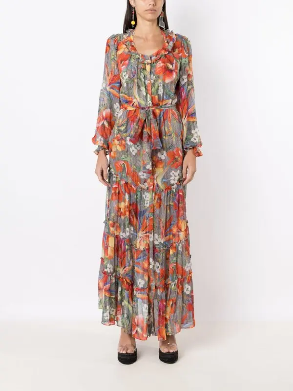 AMIR SLAMA Floral-print Silk Dress