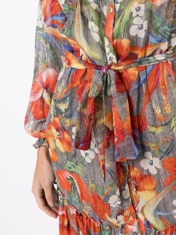 AMIR SLAMA Floral-print Silk Dress