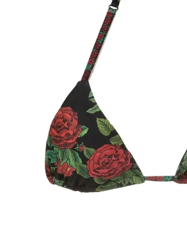 AMIR SLAMA Rose-print Triangle Bikini