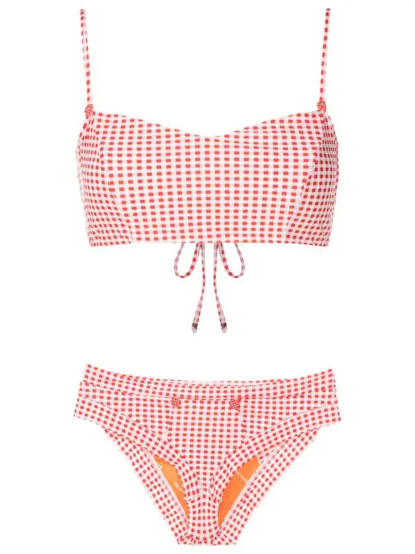 AMIR SLAMA Check-print Bikini - Red