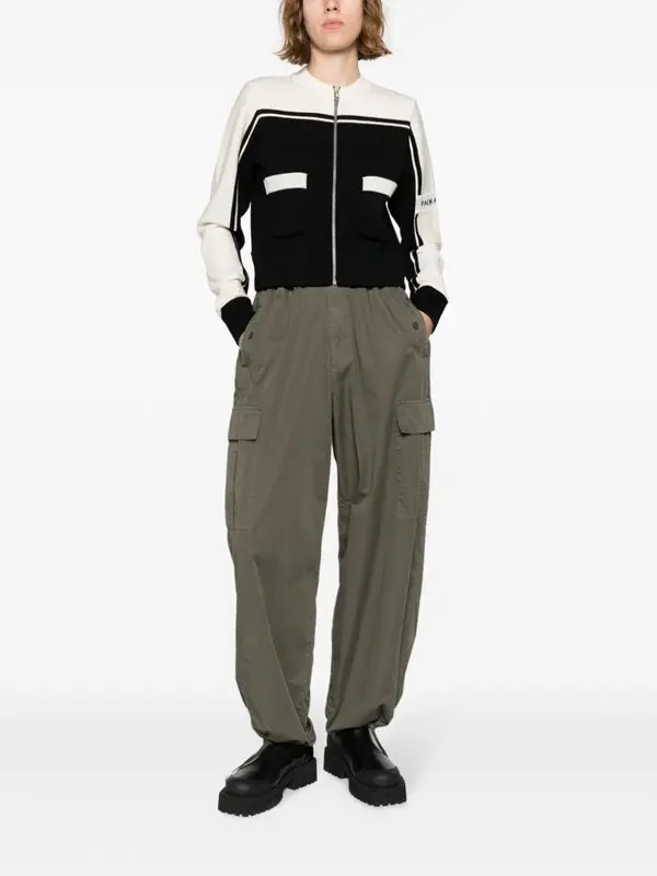 Palm Angels Logo-intarsia Wool Zip Cardigan - Black
