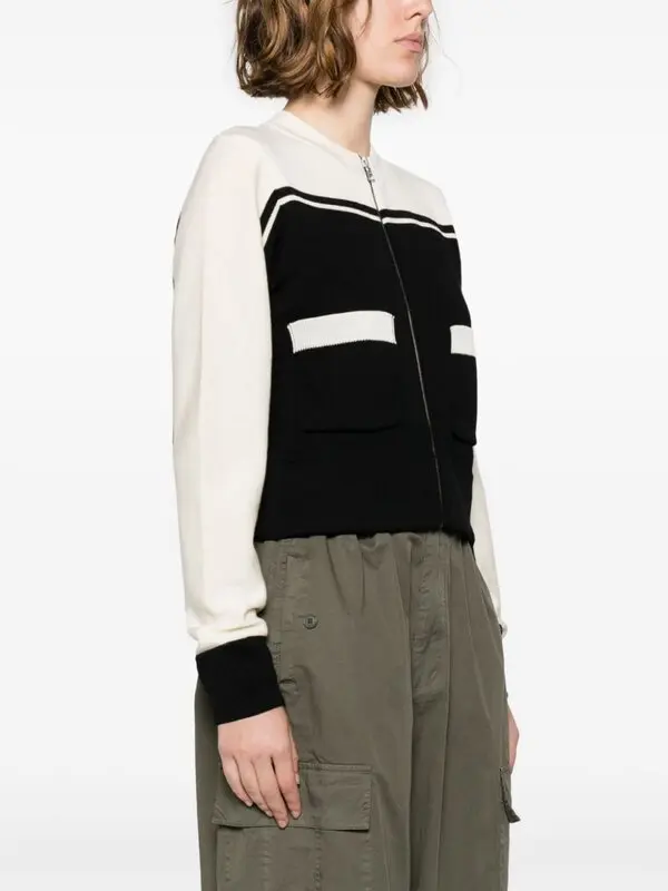 Palm Angels Logo-intarsia Wool Zip Cardigan - Black