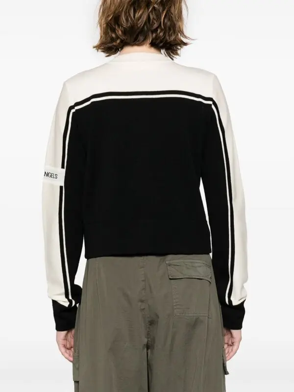 Palm Angels Logo-intarsia Wool Zip Cardigan - Black