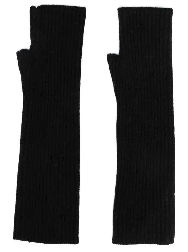Chinti & Parker Ribbed Fingerless Gloves - Black