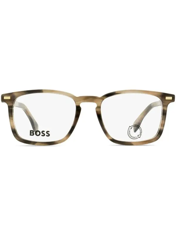 BOSS Marbled Rectangle-frame Eyeglasses - Grey