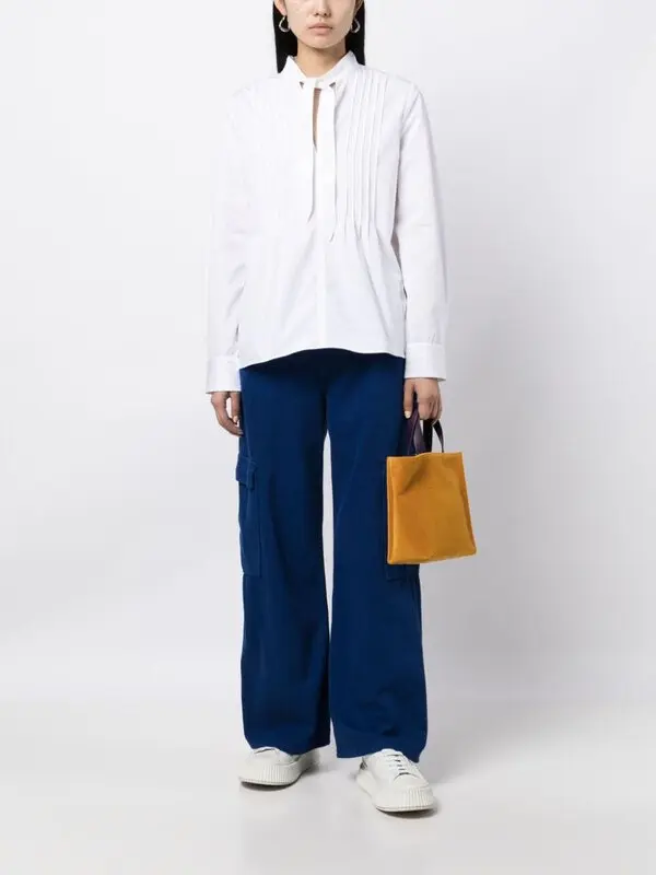 Maison Kitsuné Pussy-bow Cotton Shirt