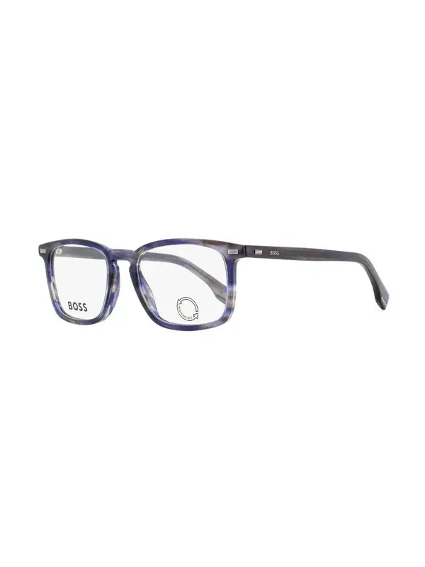 BOSS Marbled Rectangle-frame Eyeglasses - Blue