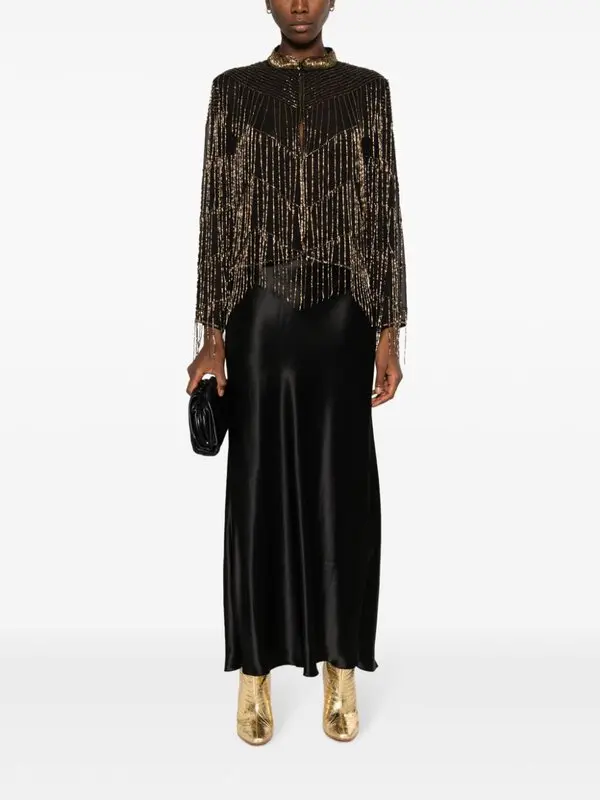 FORTE_FORTE High-waisted Satin Midi Skirt