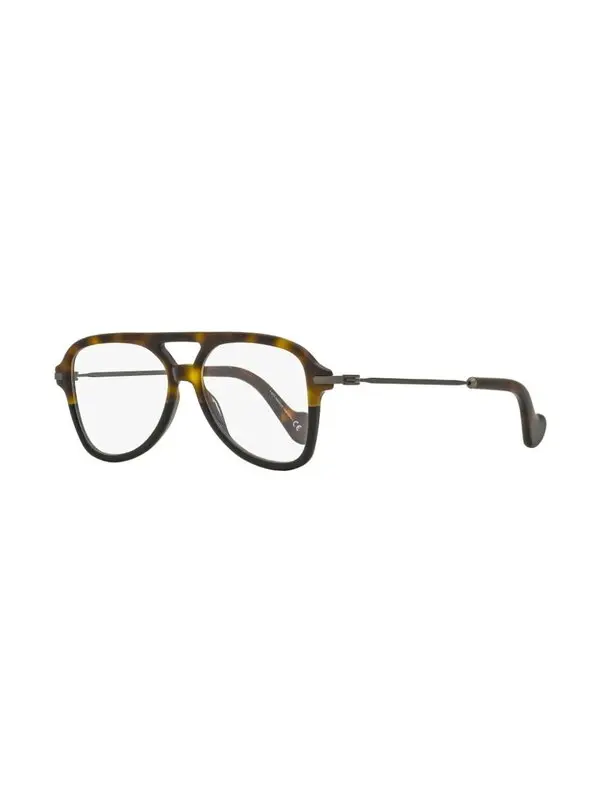 Moncler Tortoiseshell-effect Pilot-frame Glasses