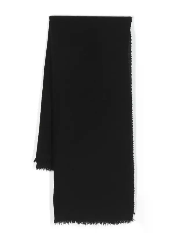 Destin Frayed-edge Cashmere Scarf - Black