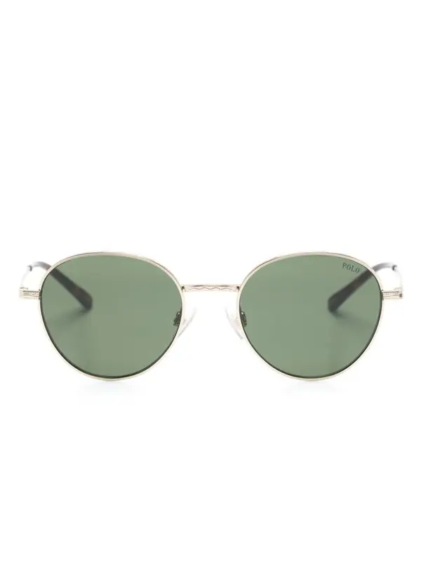 POLO RALPH LAUREN EYEWEAR Logo-engraved Round-frame Sunglasses