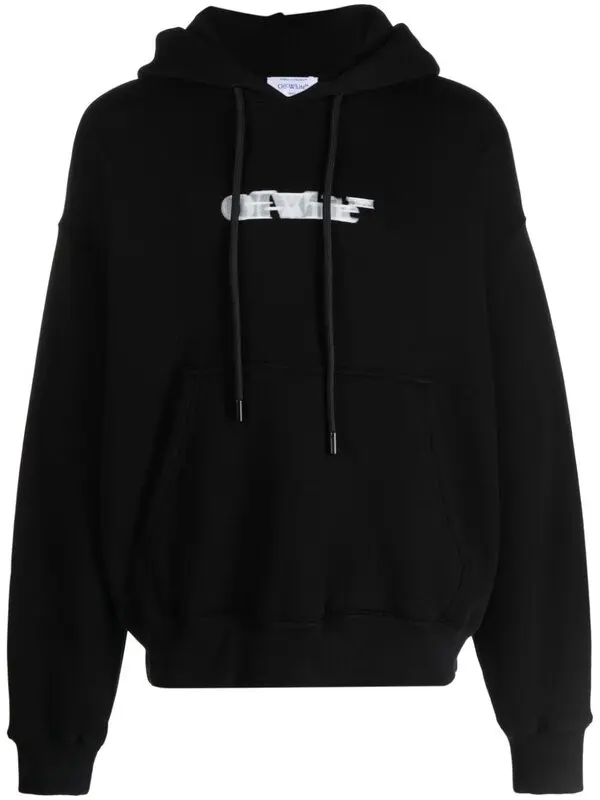 Off-White Logo-print Cotton Hoodie - Black