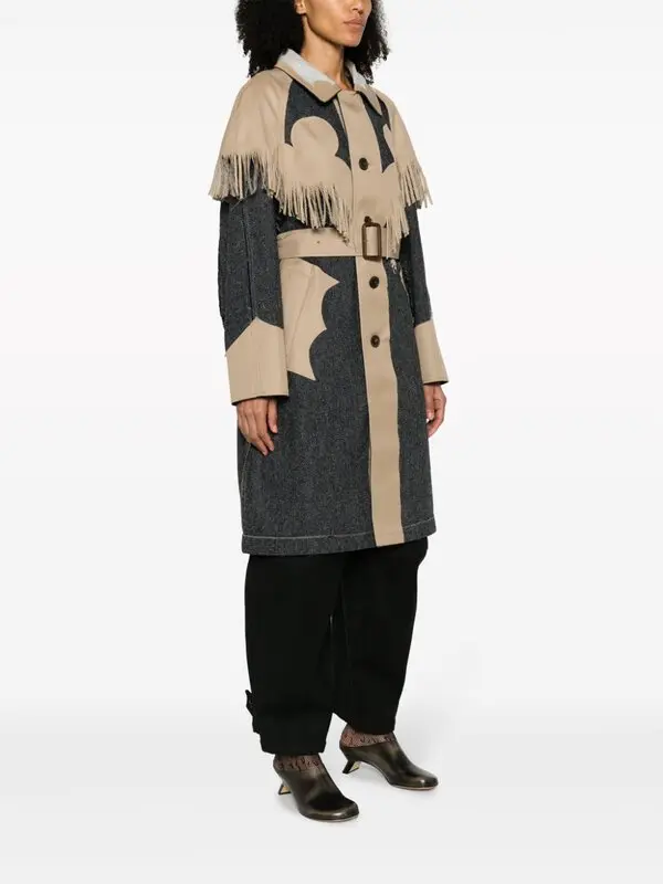 MAISON MARGIELA Fringed Panelled Single-breasted Coat - Neutrals